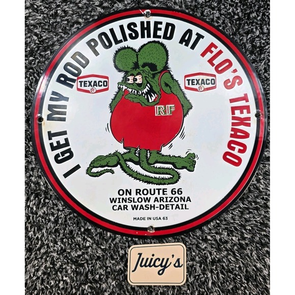 Art | Vintage Porcelain Sign Texaco Route 66 Winslow Arizona Rat Fink ...